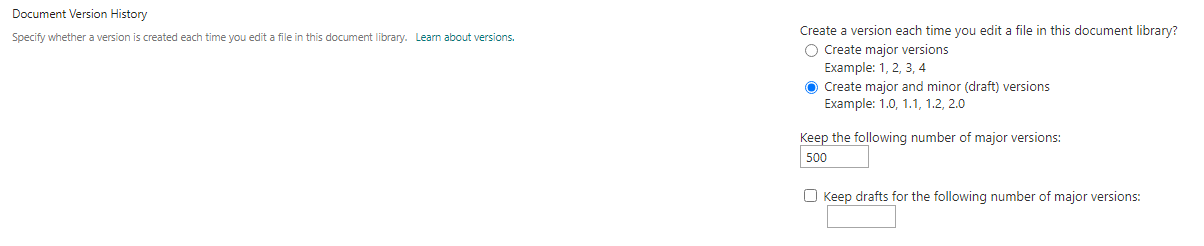 Description of the Version Settings in SharePoint Online – Running ...