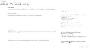 Description of the Version Settings in SharePoint Online – Running ...